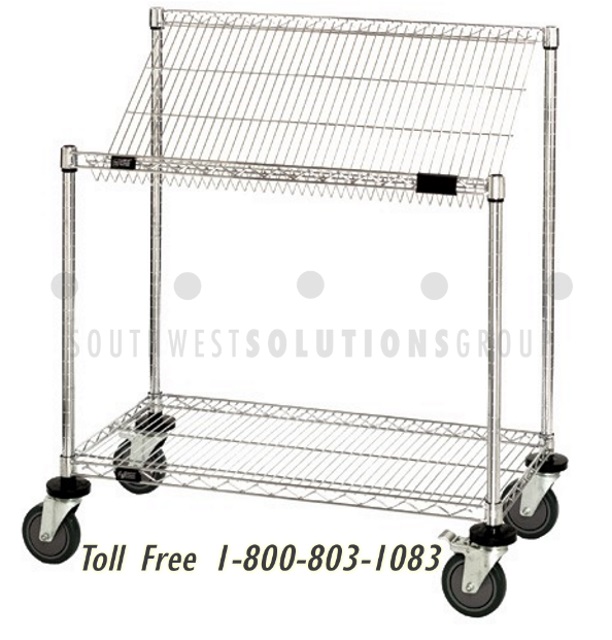Wire Slanted Shelving Carts Small Parts Rotating Pick Storage Angled ...
