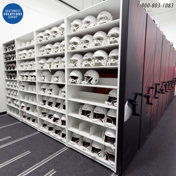 Mobile Athletic Gear Shelving | Southwest Solutions Group