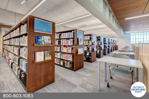 Wood & Steel Library Shelving